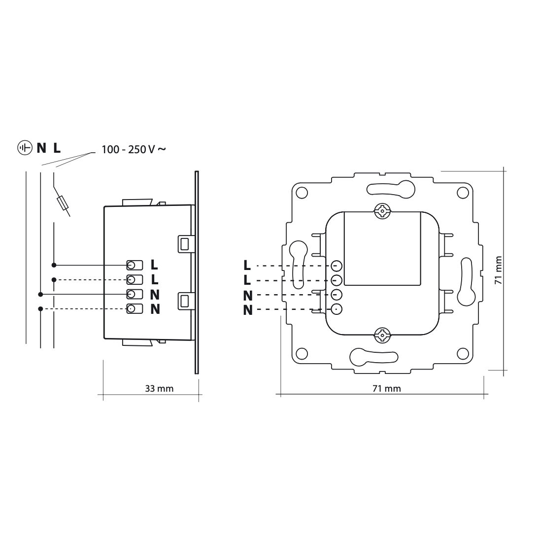230V inbouwvoeding 20W met USB-C naar USB-C kabel | s48 C